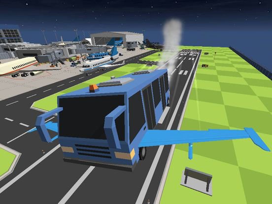 Airport Blocky Bus Flying Simulator: Extreme Air Stunts Pilot Sky ...